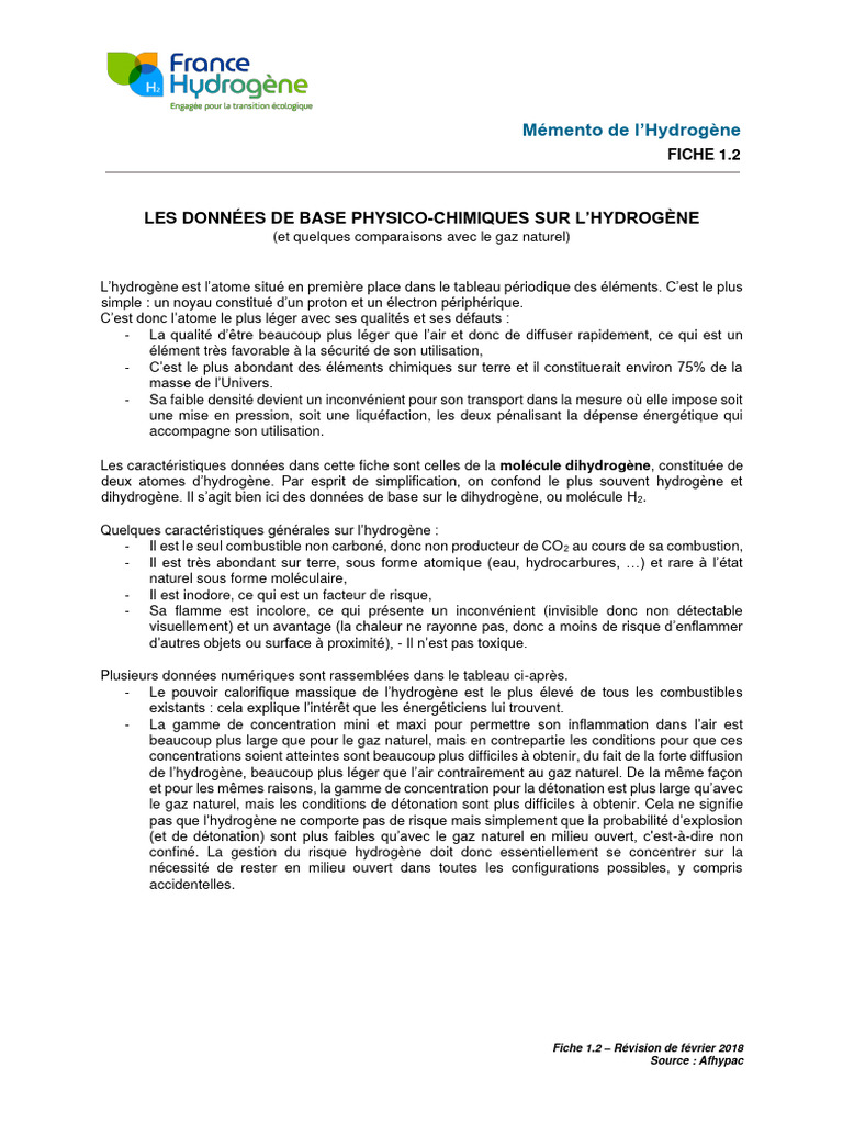 Propriétés physico-chimiques de l'hydrogène | PDF | Hydrogène | Atomes