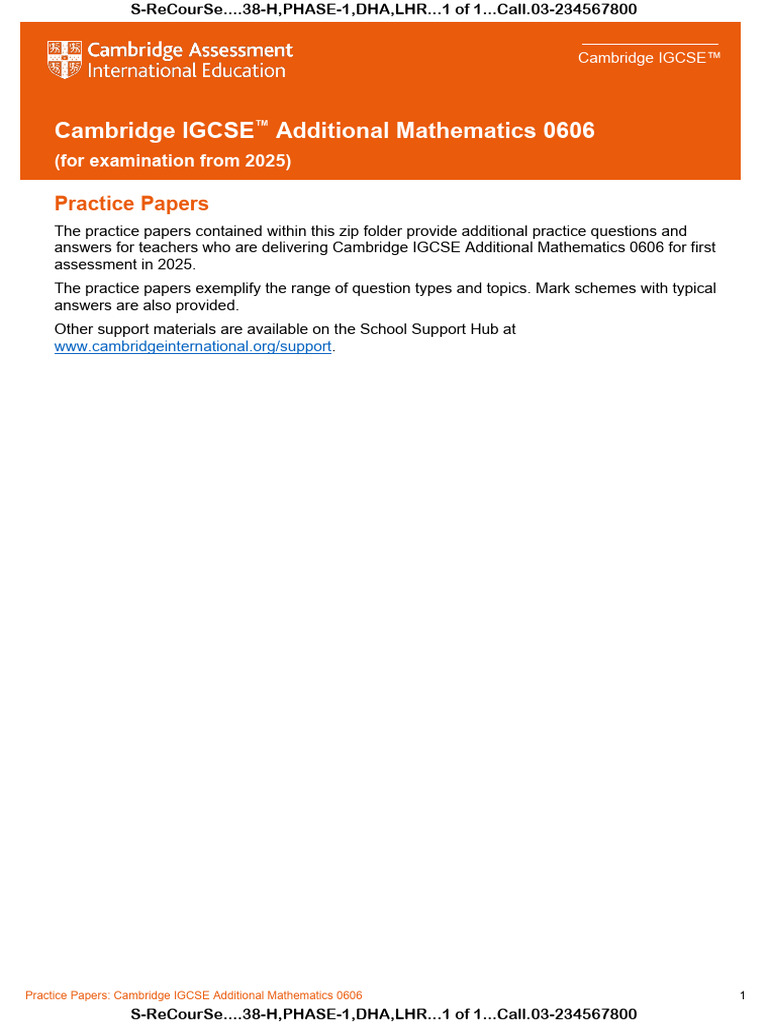 0606 PracticePapers Information | PDF