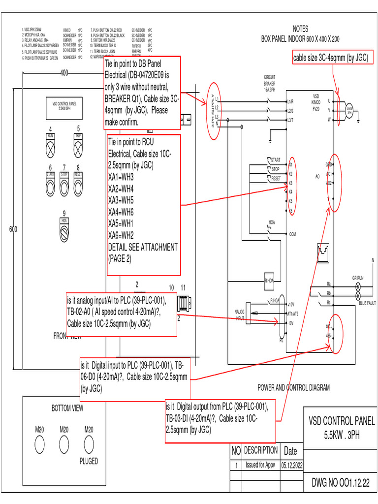 VSD Control Panel Wiring Diagram 5.5KW | PDF | Electricity | Electrical ...