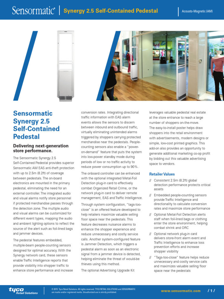 Sensormatic Synergy 2.5 Pedestal Overview | PDF | Retail | Computing