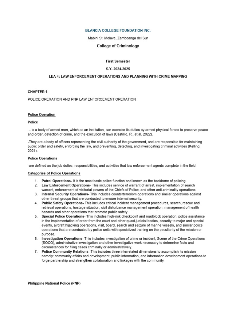 LEA 4 Law Enforcement Operations and Planning With Crime Mapping | PDF ...