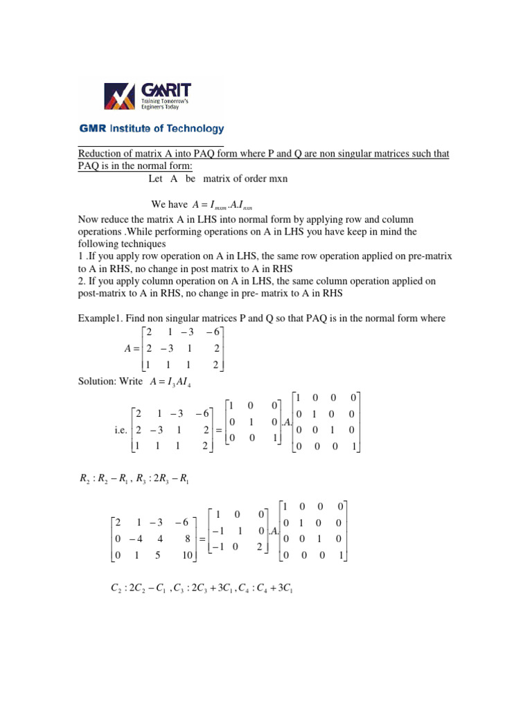 07 A1 BS06 Notes 3 | PDF | Matrix (Mathematics) | Mathematical Concepts