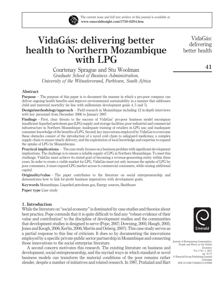 VidaGás: Health & LPG in Mozambique | PDF | Poverty | Poverty & Homelessness