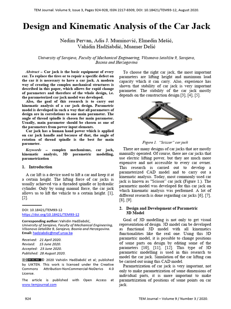 Design and Kinematic Analysis of The Car Jack | PDF | 3 D Computer Graphics | Kinematics