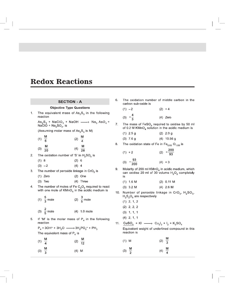 Redox reaction-III-27-09-23 | PDF