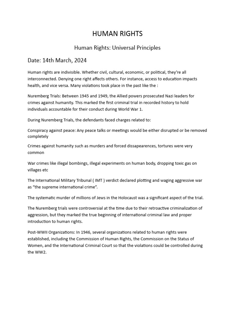 Human Rights Universal Principles | PDF | Politics | Social Science