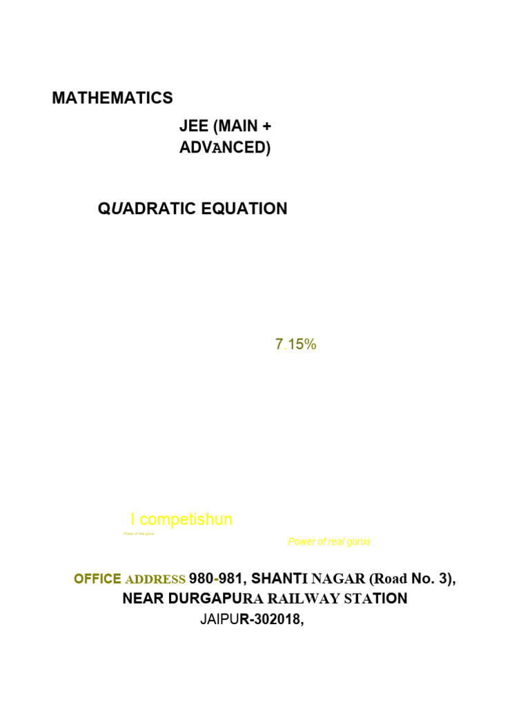 02 - Essential Sheet Quadratic Equation | PDF | Equations | Quadratic ...