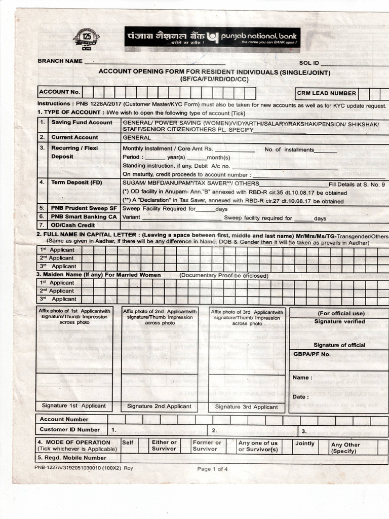 Ac Opening Form | PDF