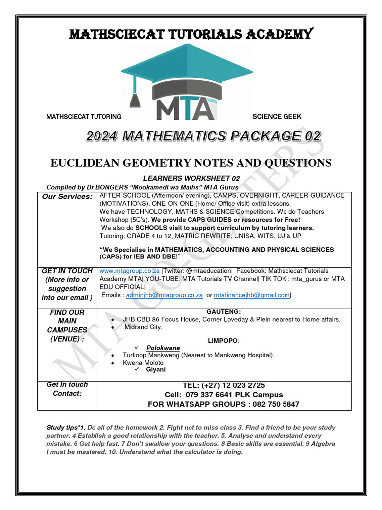 MTA Math's Notes | PDF | Circle | Perpendicular