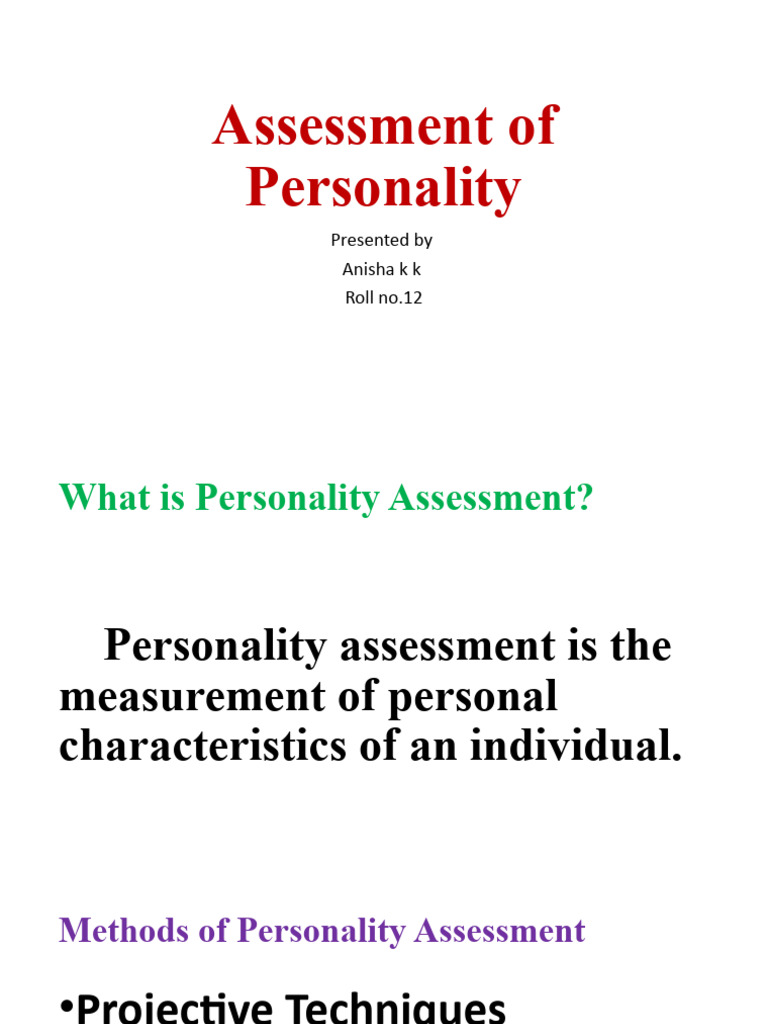 Assessment of Personality | PDF | Questionnaire | Psychology