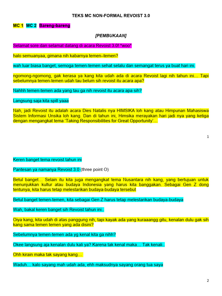 Print Teks MC Non Formal Revoist 3.0 | PDF