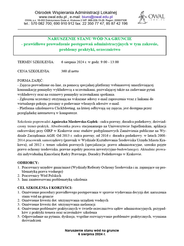 Naruszenie Stanu Wód Na Gruncie 6.08.2024 | PDF