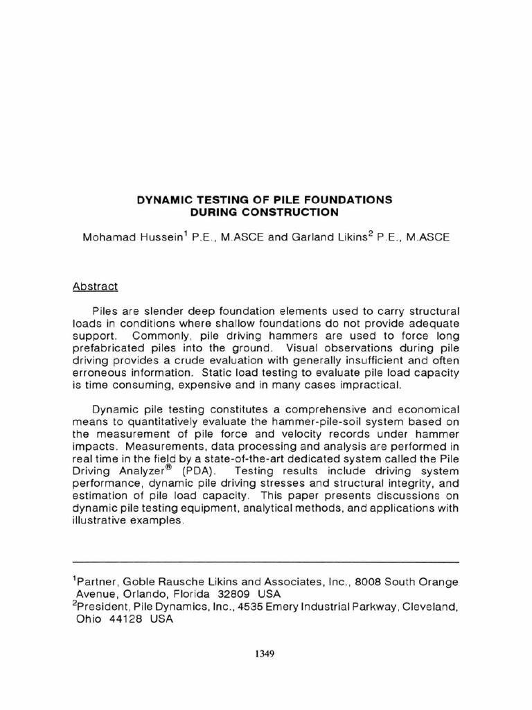 Dynamic Testingof Pile Foundations | PDF