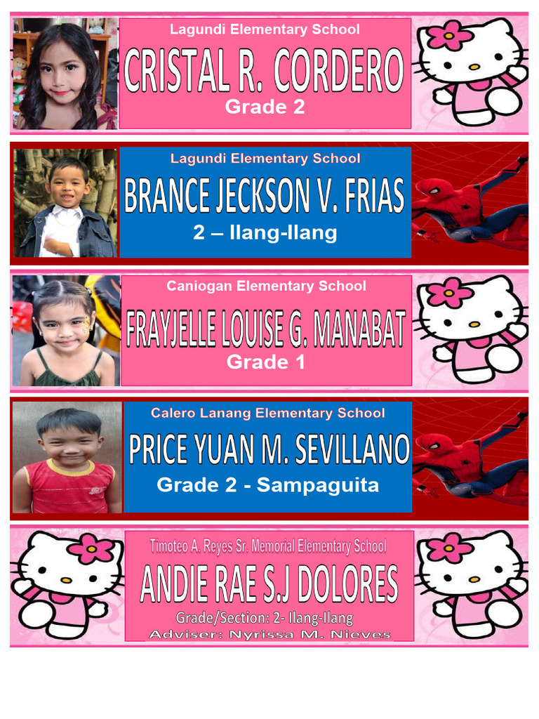 Elementary School Grade List | PDF