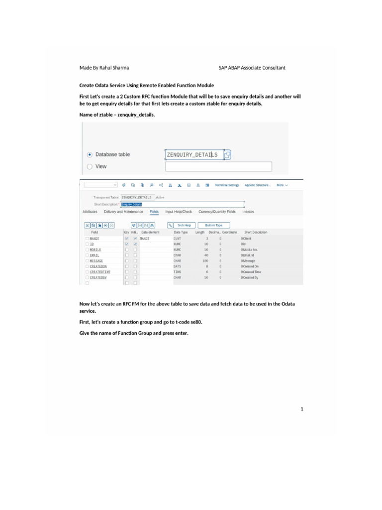 Create Odata Service Using RFC FM | PDF
