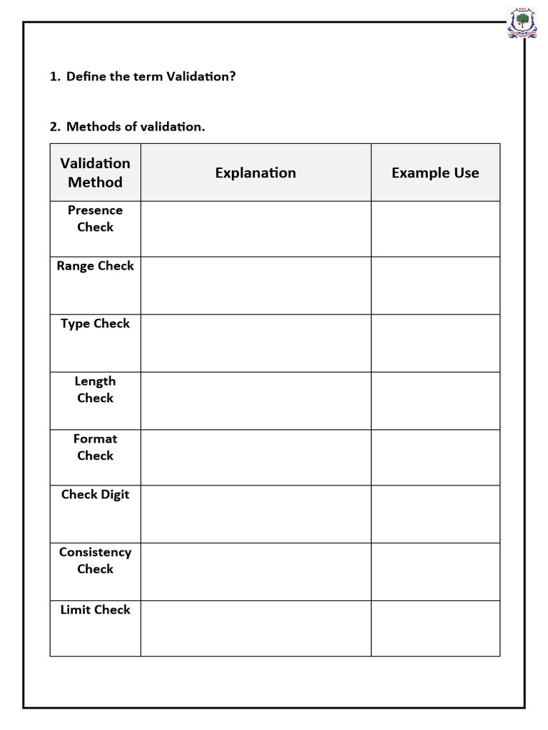 7 - 2 - Verification - and - Validation - Work - Sheet Igcse 0417 | PDF | Business