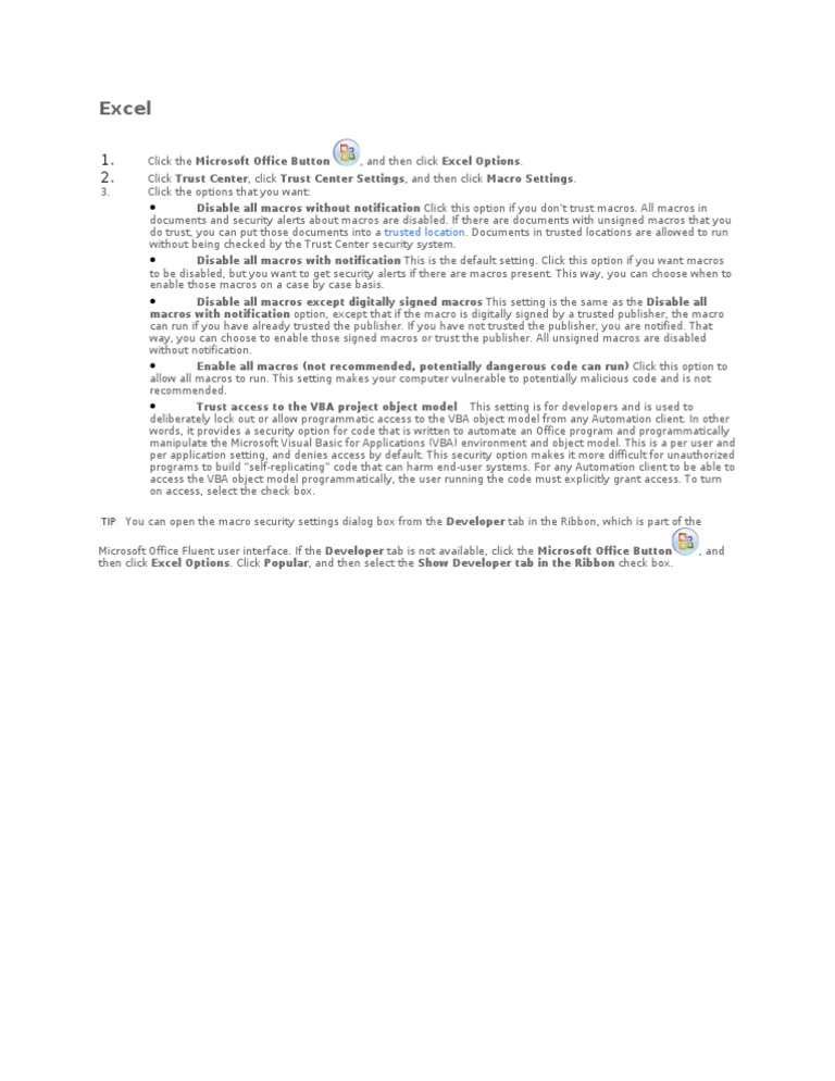 How To Enable Or Disable Macro In Excel Pdf Visual Basic For 