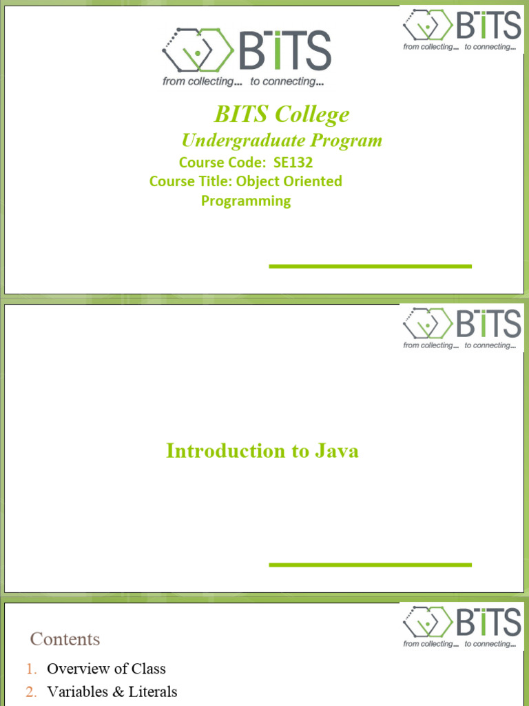 Chapter-One (Introduction To JAVA) | PDF | Variable (Computer Science) | Data Type
