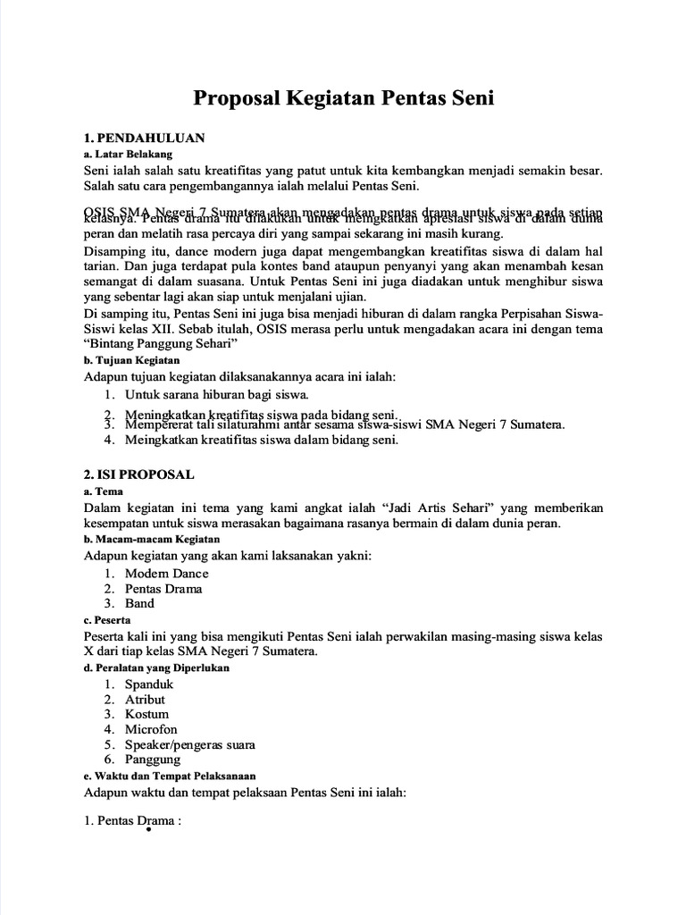 Contoh Proposal Pentas Seni Musik | PDF | Foreign Language Studies ...