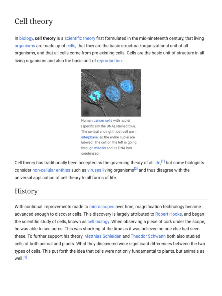 Cell Theory - Wikipedia | PDF | Cell Membrane | Microscope
