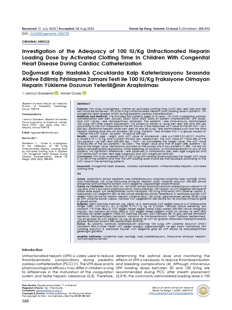 10.54005/geneltip.1330759: Accepted: 08 Aug 2023 Doi | PDF | Thrombosis ...