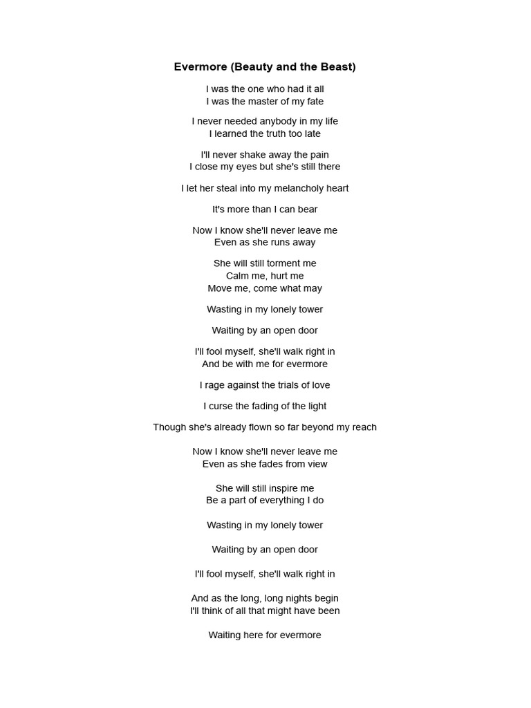 Evermore (Beauty and The Beast) | PDF