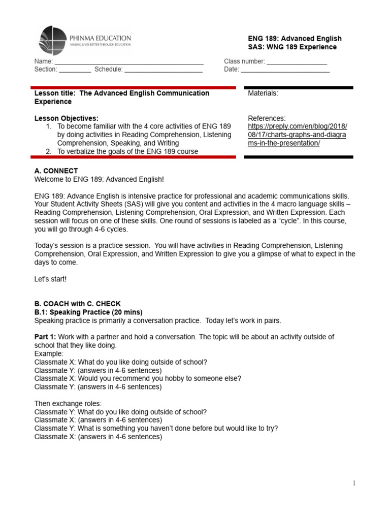 ENG 189 - ENG 189 Experience (12425) | PDF | Reading Comprehension | Communication