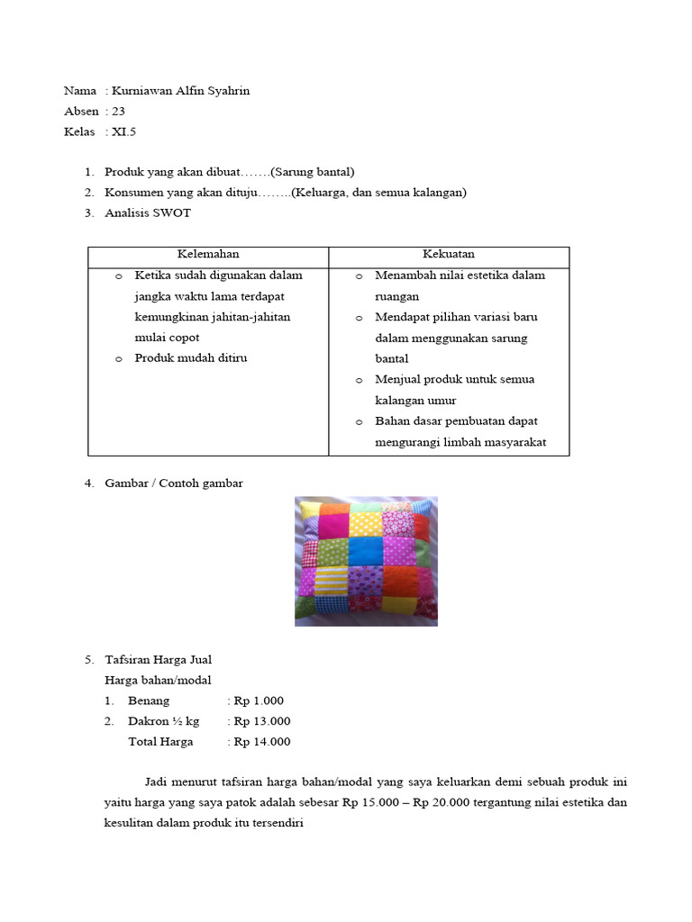 PKWU SWOT Produk | PDF
