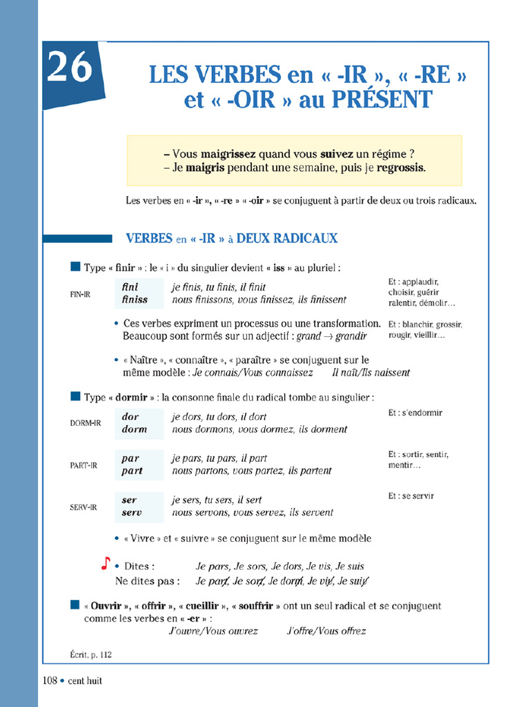 Les Verbes en - IR | PDF