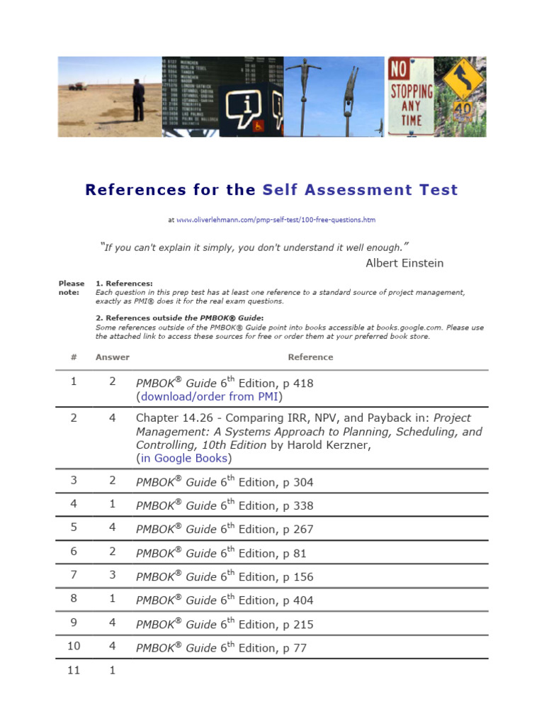 Oliver Lehmann Free 100Q PMP Exam Self-Assessment Test - ANSWERS | PDF ...