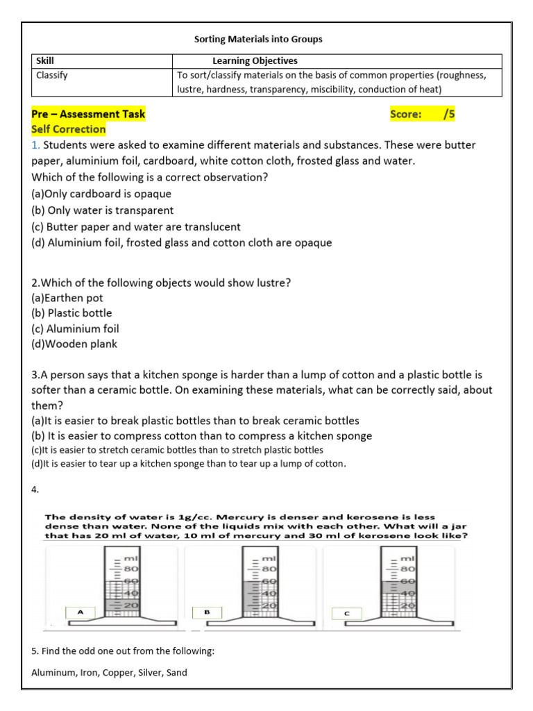 Sorting Materials Into Groups - NB Work | PDF | Kitchen Utensil | Glasses