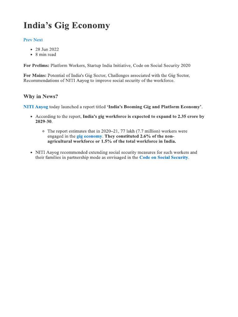 India's Gig Economy | PDF