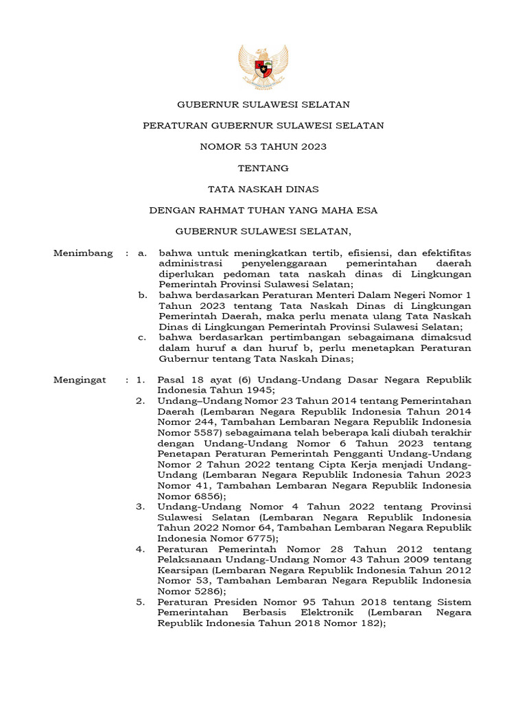 Pergub 53 Tahun 2023 | PDF