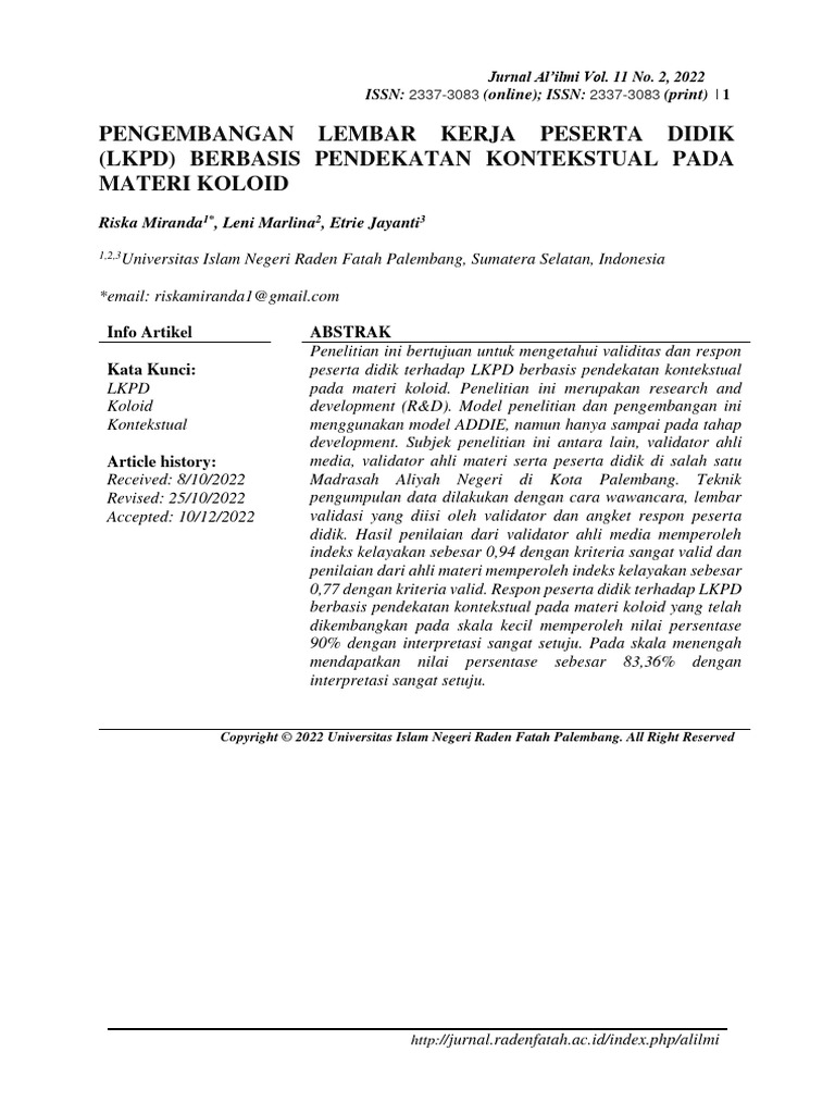 Jurnalal Ilmi Uin,+Journal+Editor,+Riskamiranda | PDF | Karier ...