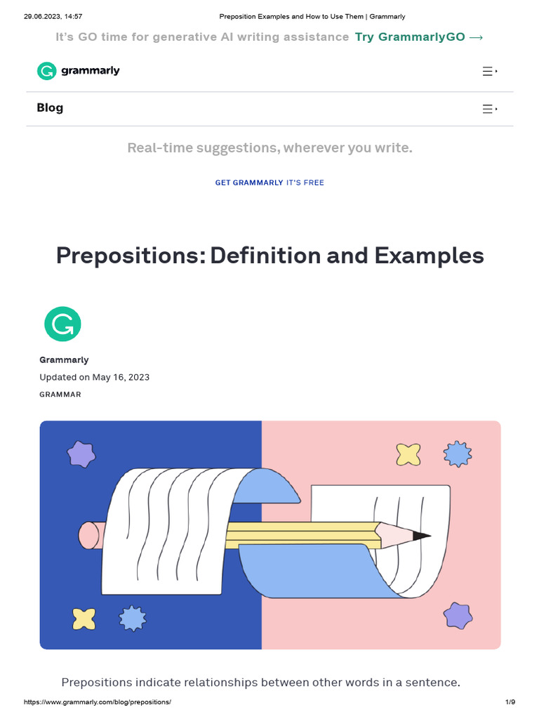 Preposition Examples and How To Use Them - Grammarly | PDF ...