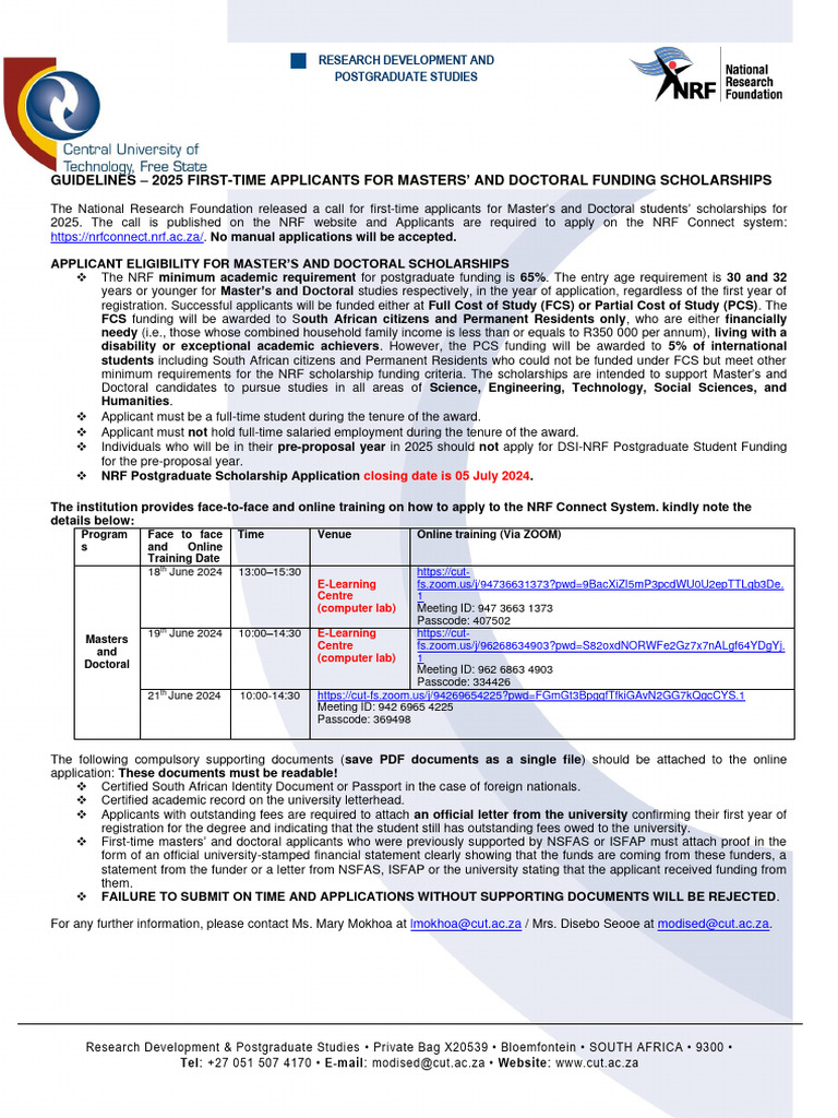 2024-2025 NRF Funding Advert | PDF | Postgraduate Education | Master's ...