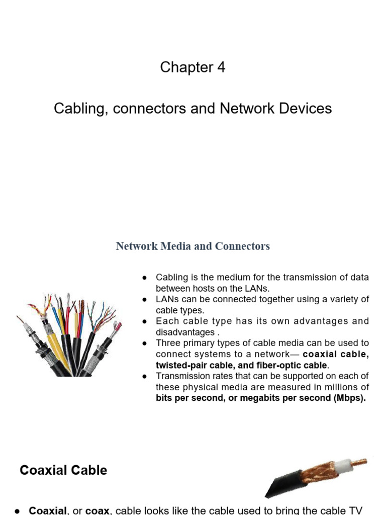 Chapter 4 - Cabling, Connectors and Network Devices | PDF | Optical ...