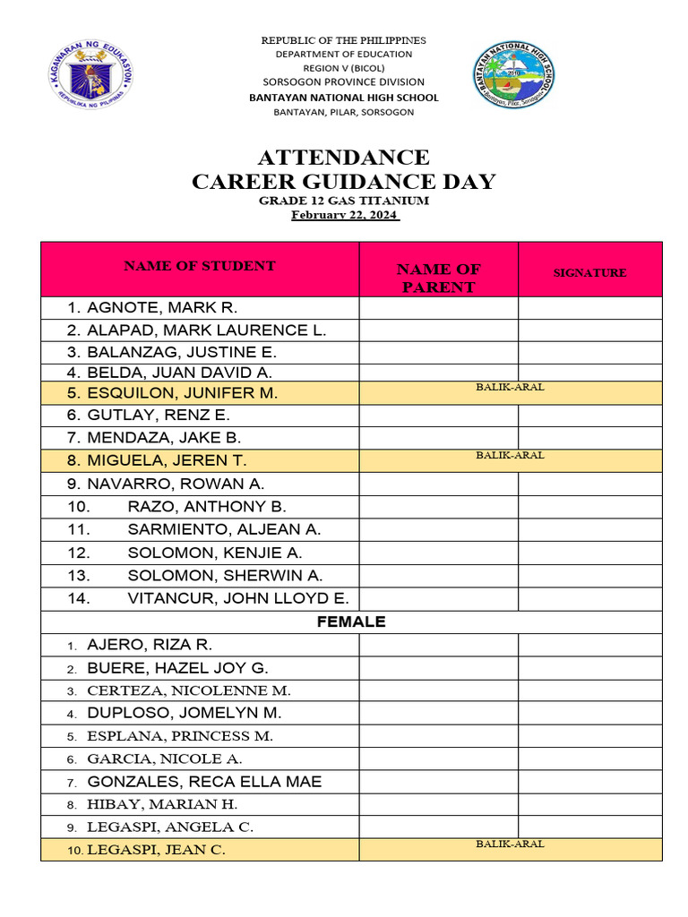 Career Attendance | PDF
