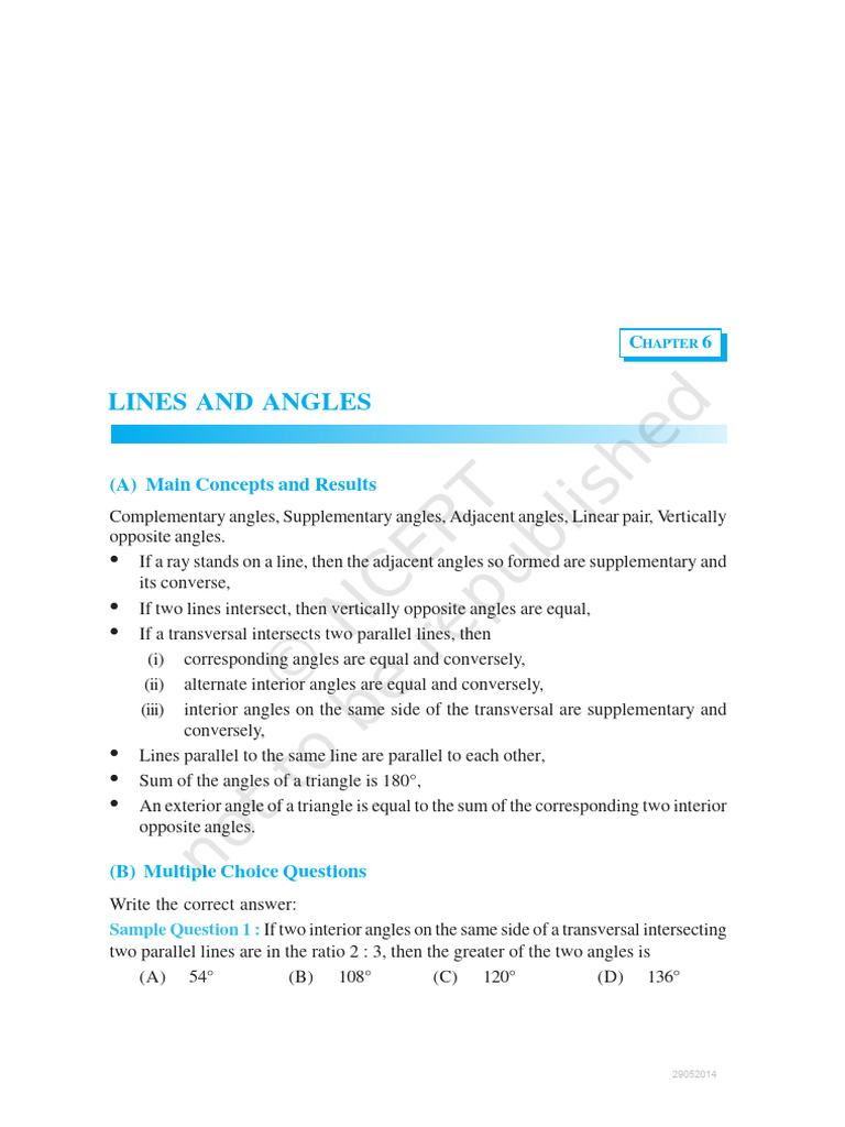 Lines and Angles Mcq | PDF | Triangle | Euclidean Plane Geometry