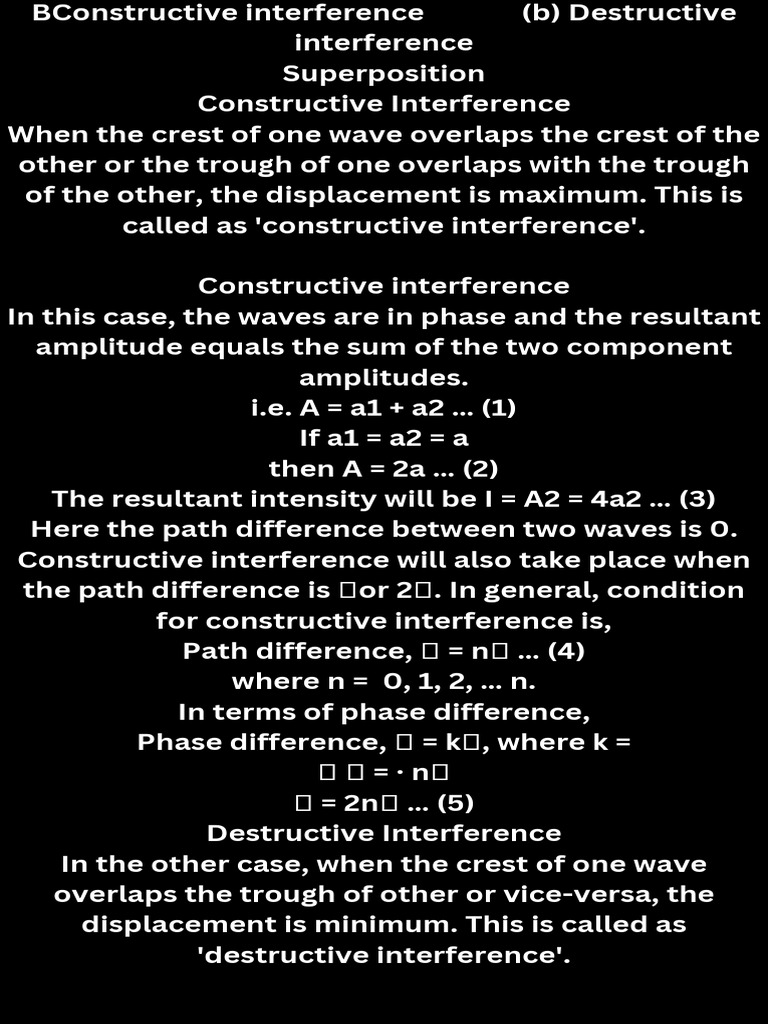 BConstructive Interference (B) Destructive Interference Superposition ... BConstructive Interference (B) Destructive Interference Superposition ...