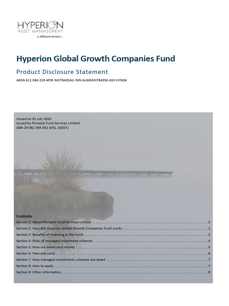 M08 Hyperion-Global-Growth-Companies-Fund-PDS | PDF | Investment Fund | Financial Risk