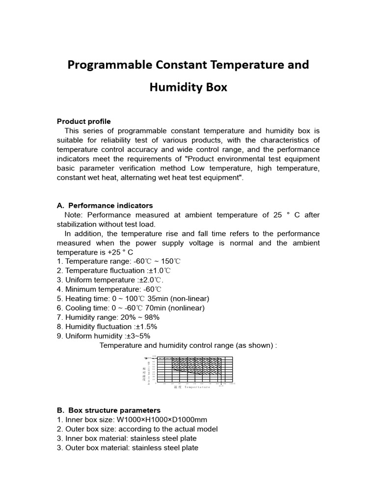 Programmable Constant Temperature and Humidity Box (1000L 60C) | PDF ...