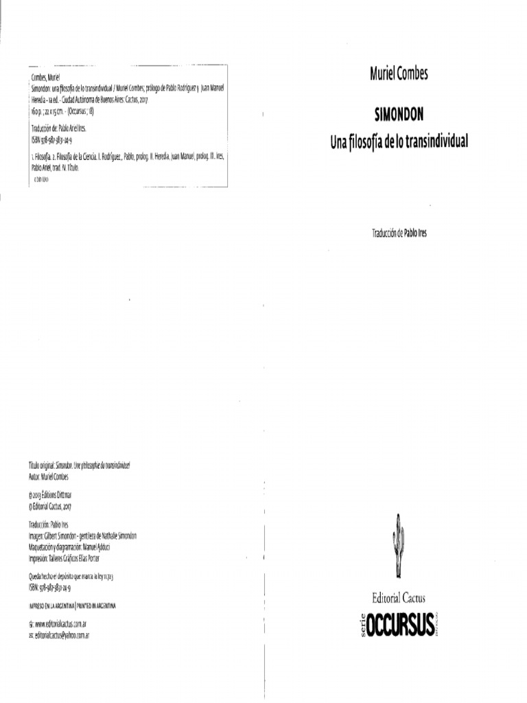 Combes - Simondon. Una Filosofía de Lo Transindividual | PDF