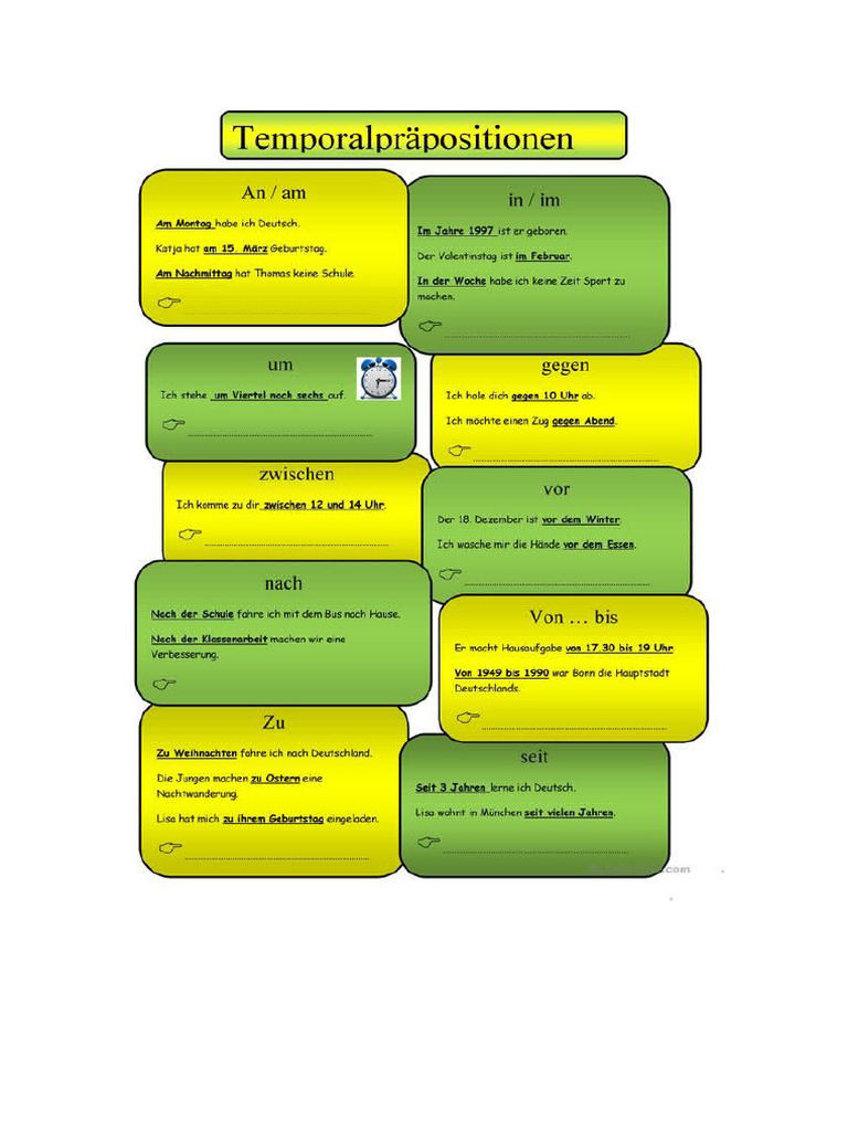 Preposiciones Temporales | PDF