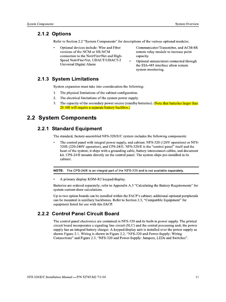 Battery Instalation Reference NFS 320 | PDF