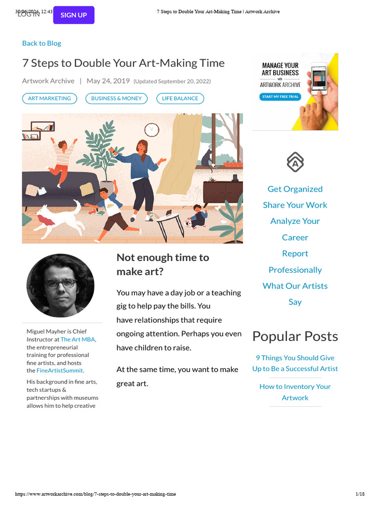 7 Steps To Double Your Art-Making Time - Artwork Archive | PDF