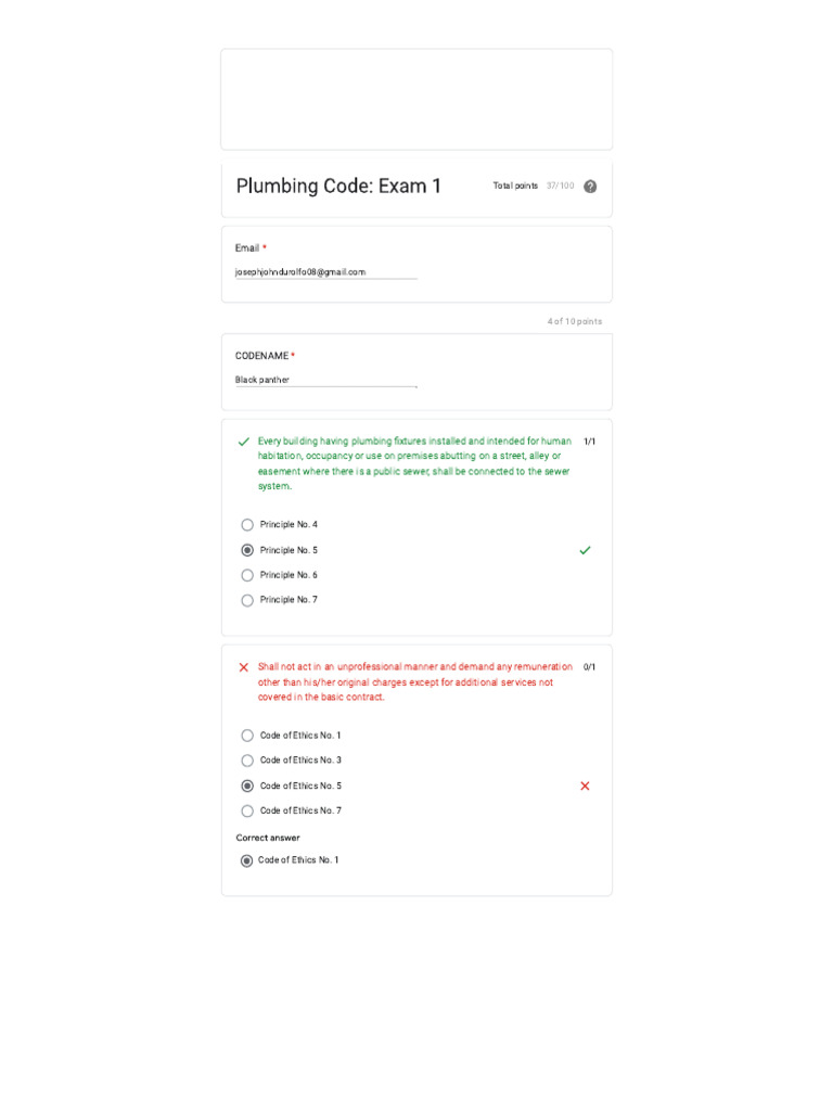 Plumbing Code - Exam 1 | PDF