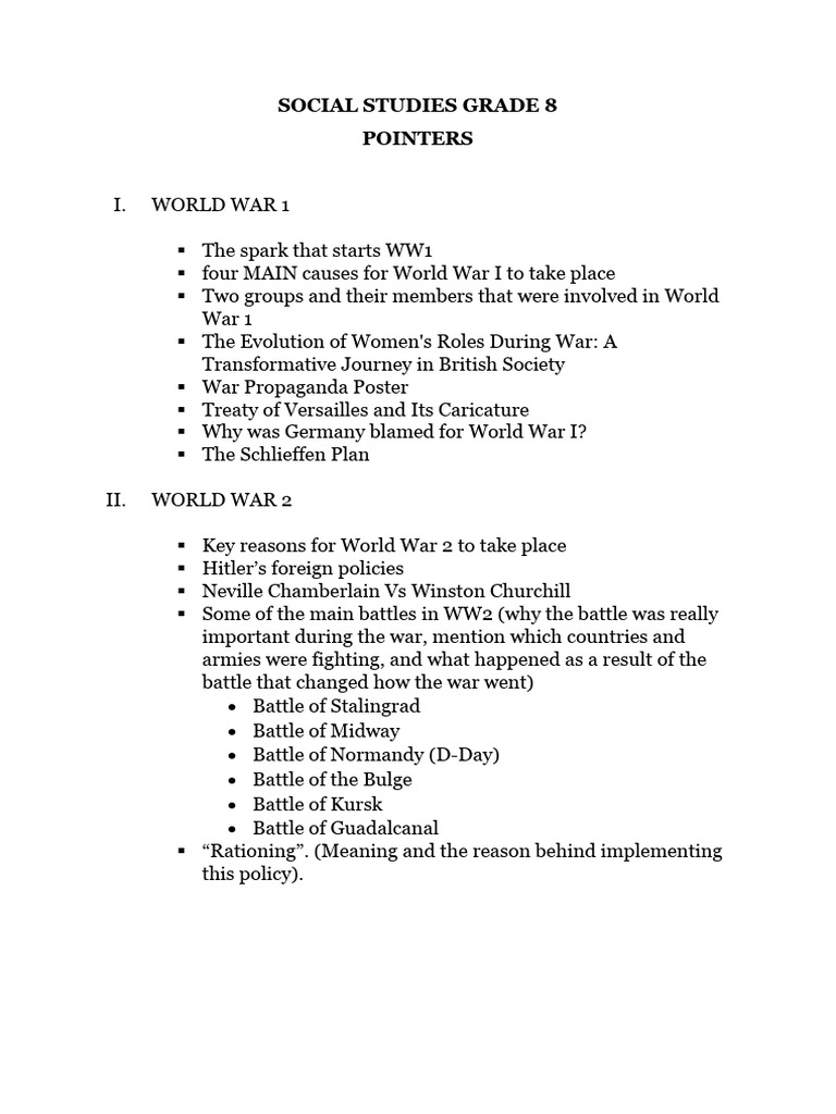 Semester 2 Exam History Pointers | PDF