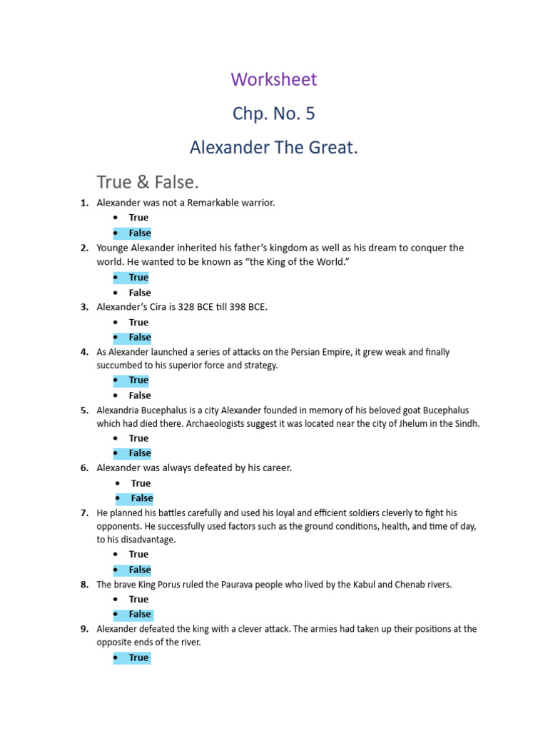S.ST Worksheet Filled | PDF | Alexander The Great | Macedonia (Ancient ...