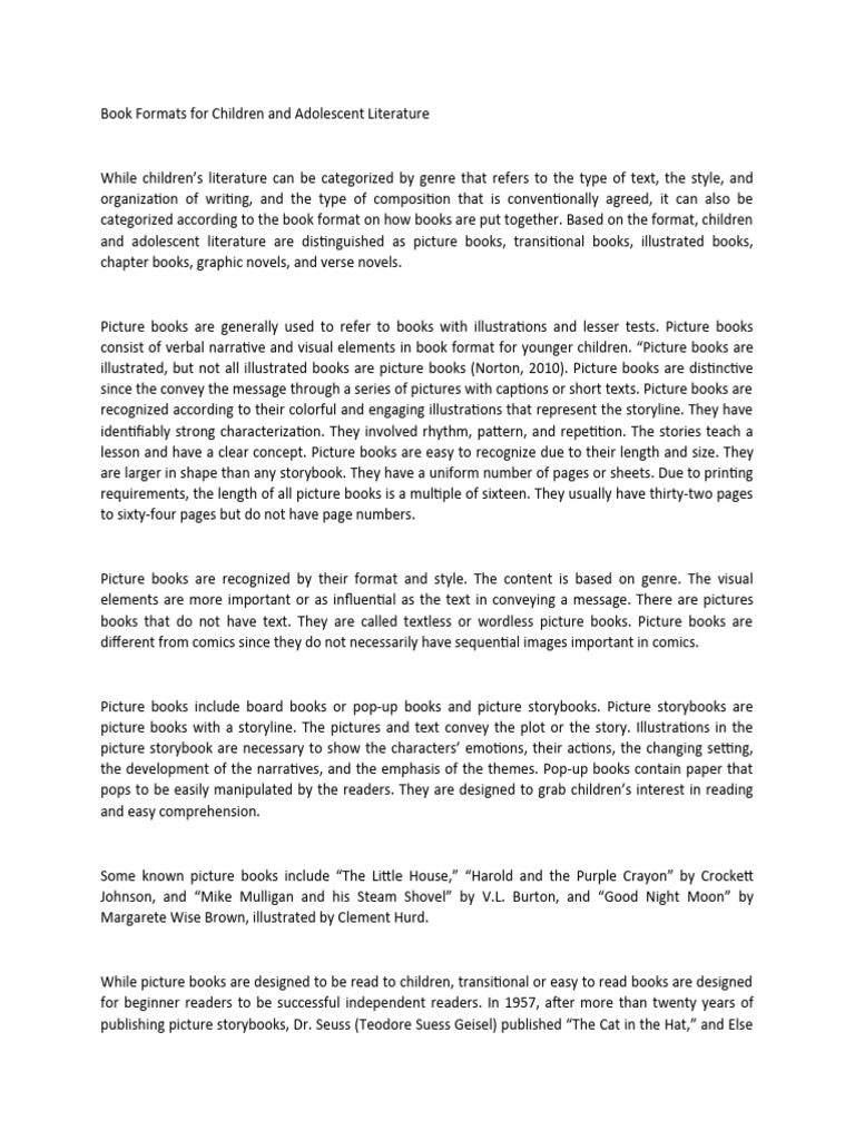 Formats in Children's Literature | PDF | Picture Book | Books